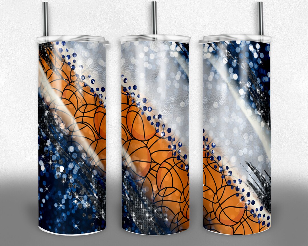 Editable Tumbler Wrap, Basketball Png, 20oz Skinny Tumbler Blue and ...