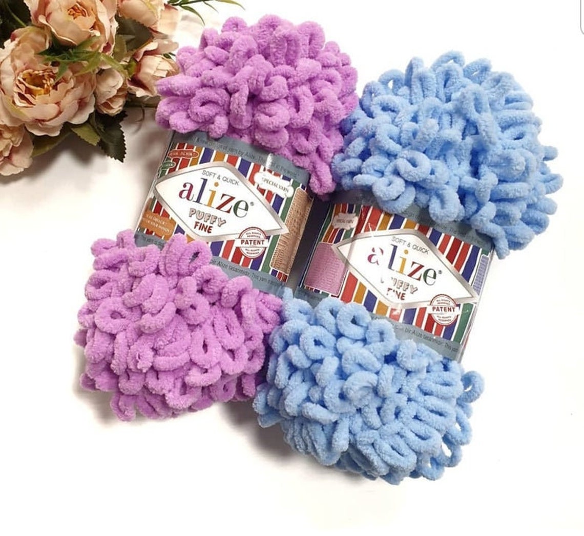 LOOPY LOOP Yarn Alize Puffy Fine 15.3 yards Novelty Baby | Etsy