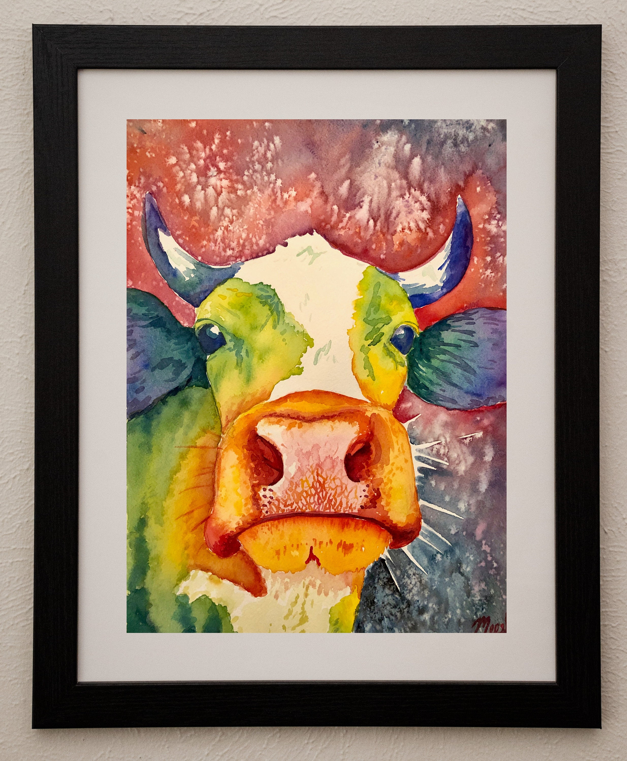 Rainbow Cow Watercolor Print - Etsy UK