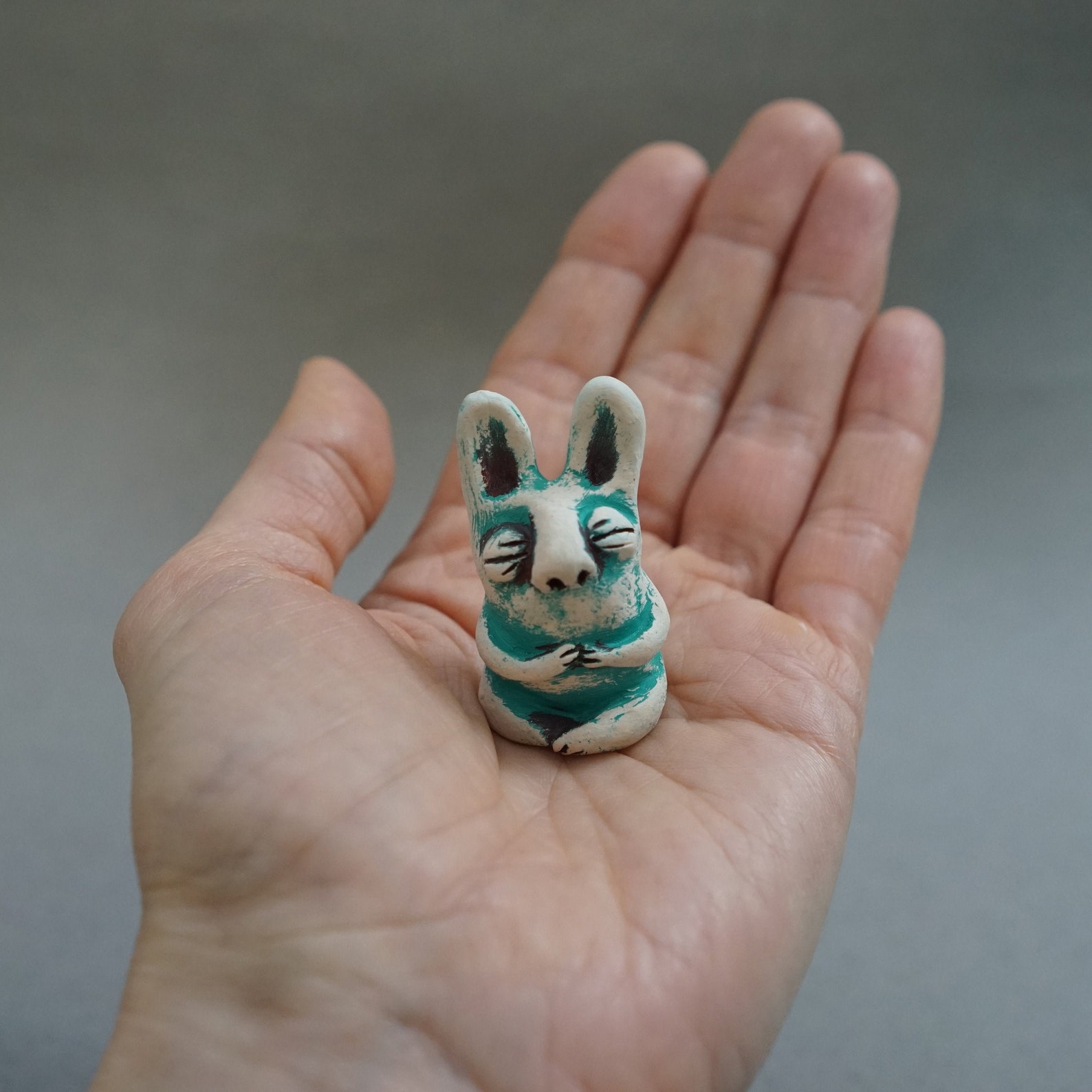 Ceramic Bunny Figurine Cute Easter Bunny Ceramic Toy Unique Animal ...