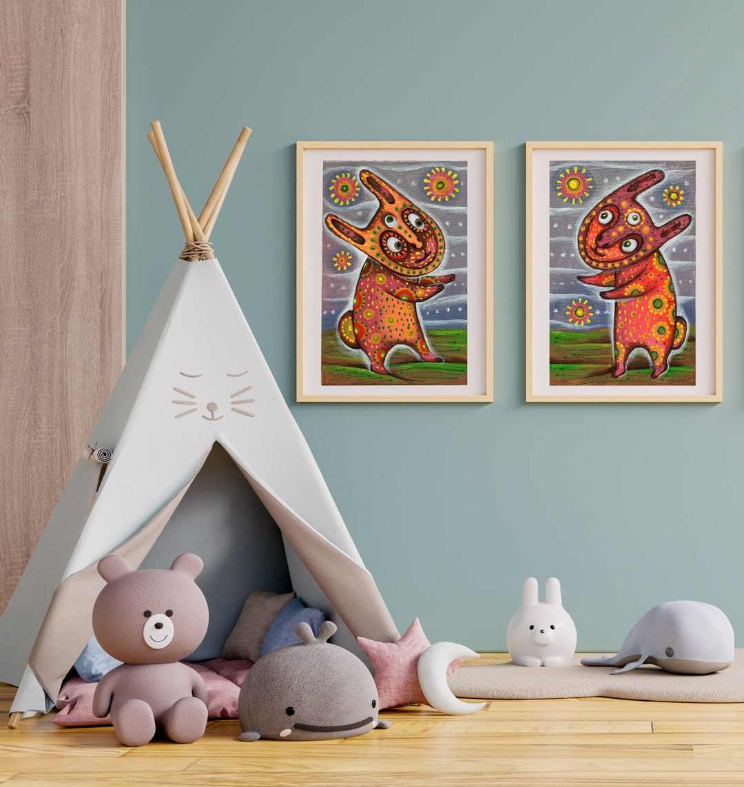 Nursery Decor, Bunny Rabbit Nursery Wall Art, Cute Animal Art, Nursery ...