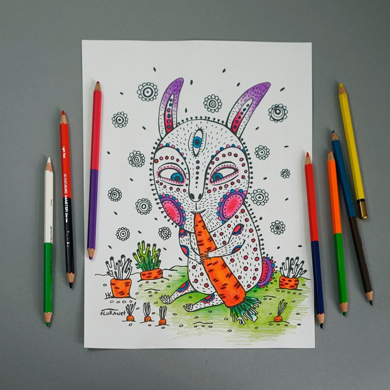 Digital Coloring Book for Adults Animal Antistress Fantasy - Etsy