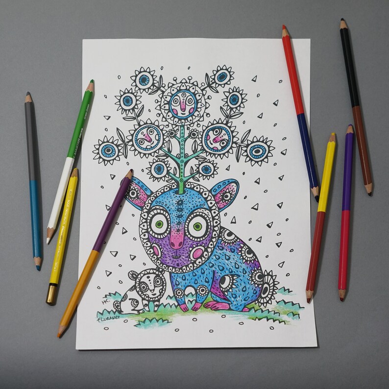 Digital Coloring Book for Adults Animal Antistress Fantasy - Etsy
