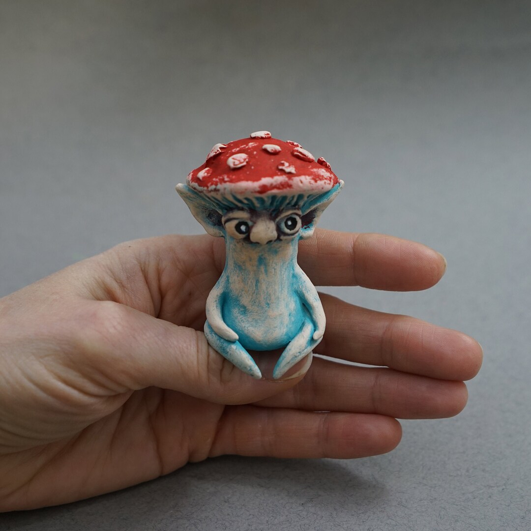 Magic Mushroom Figurine Ceramic Mushroom Figurines Unique Clay Amanita ...