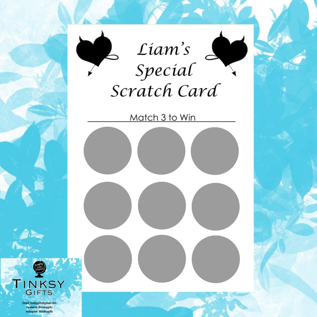 Personalised Match 3 to Win Scratch Card /naughty Adults Scratch Card ...