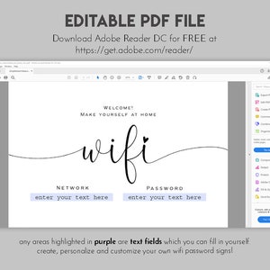 Wifi Password Sign Printable | Editable Template Digital Download Guest ...