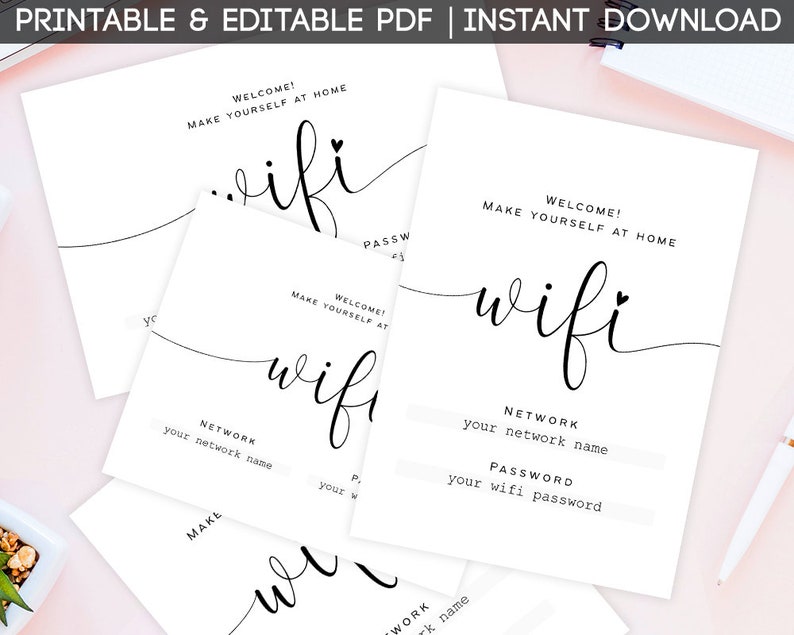 Wifi Password Sign Printable Editable Template Digital | Etsy