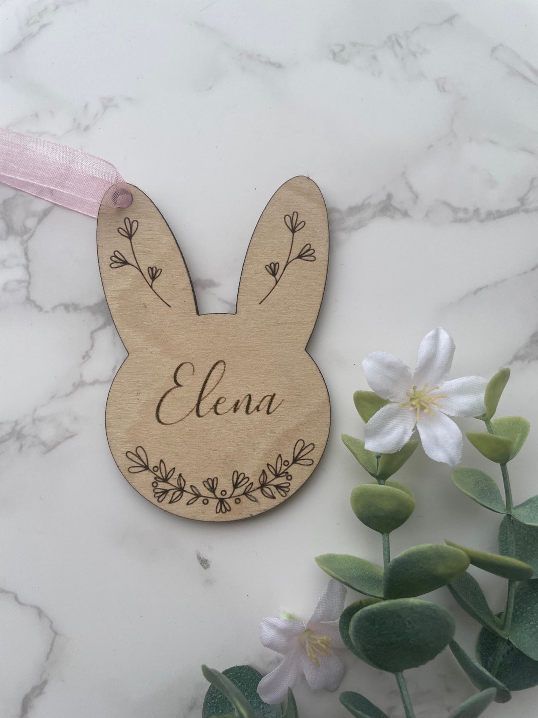 Easter Bunny Personalized Basket Tag / Wooden Gift Ornament - Etsy