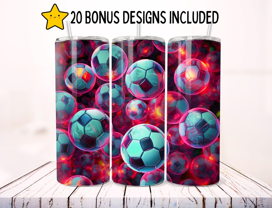 Soccer Tumbler Wrap 20oz Skinny Sublimation Tumbler Wrap Designs 3D ...