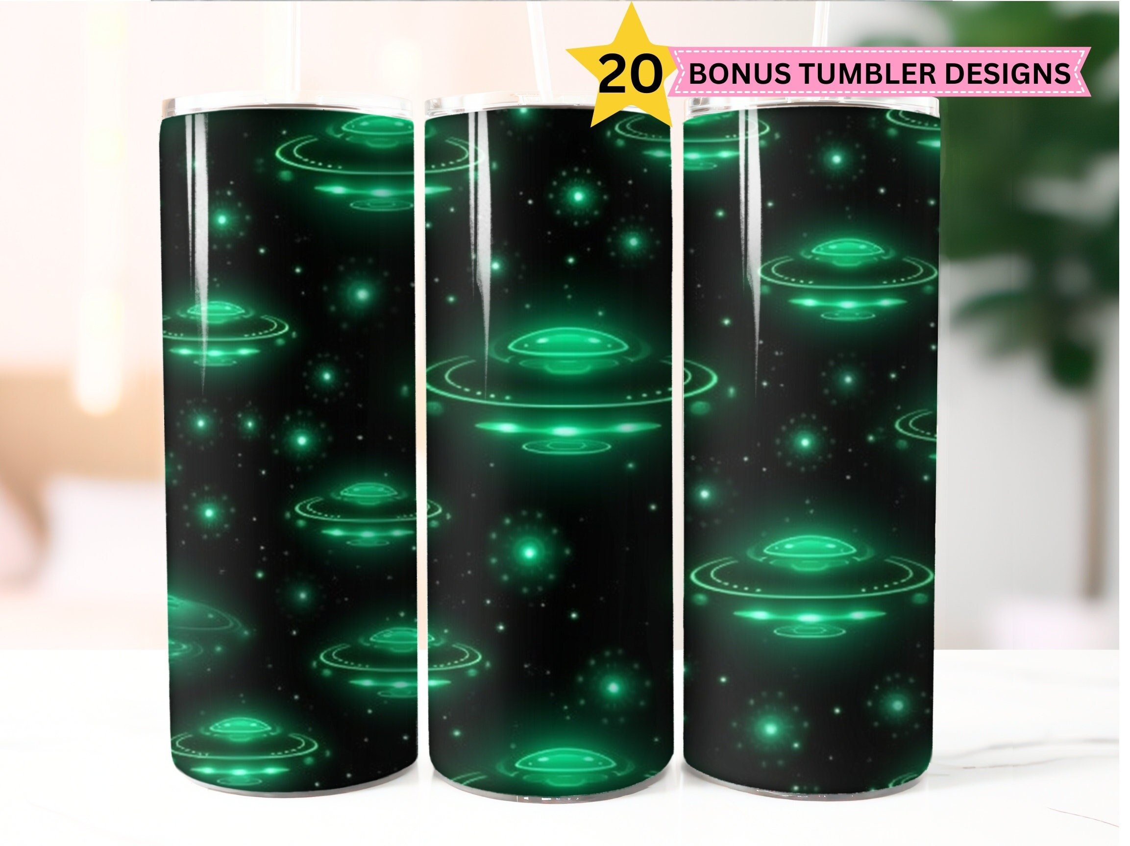 UFO Tumbler 20oz Skinny Tumbler Design Sublimation Design, Tumbler ...