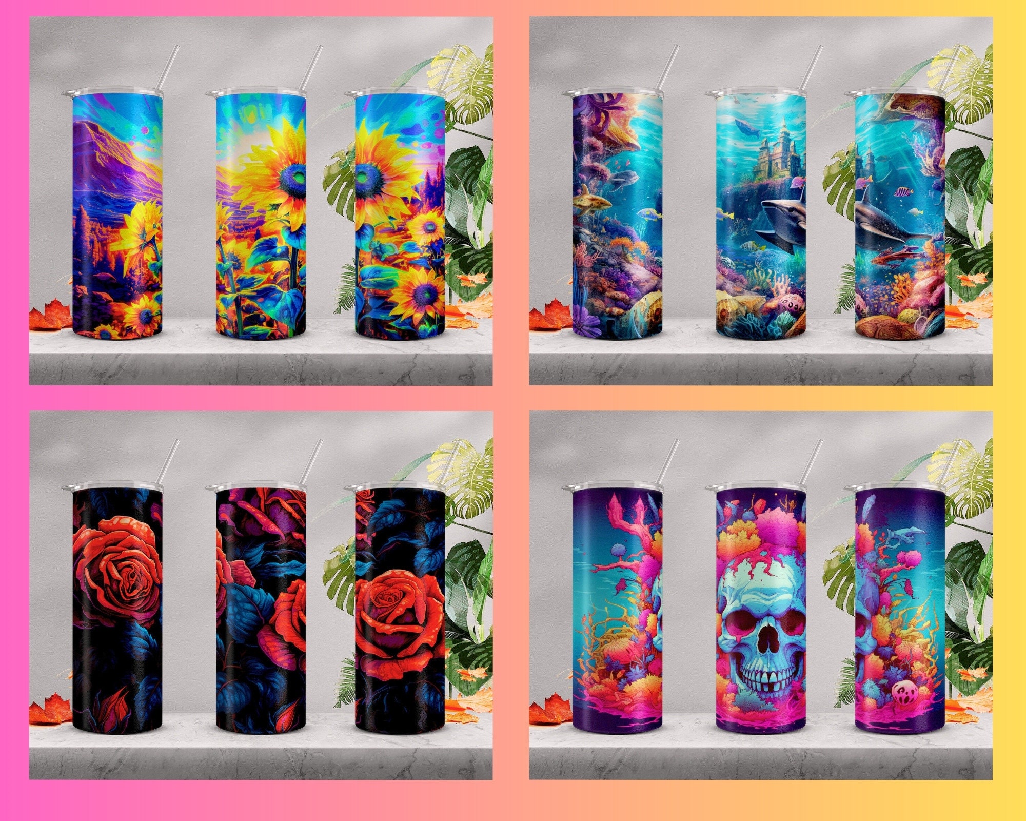 Skull & Red Roses Tumbler Wrap, 40oz Stanley, Sublimation Design ...