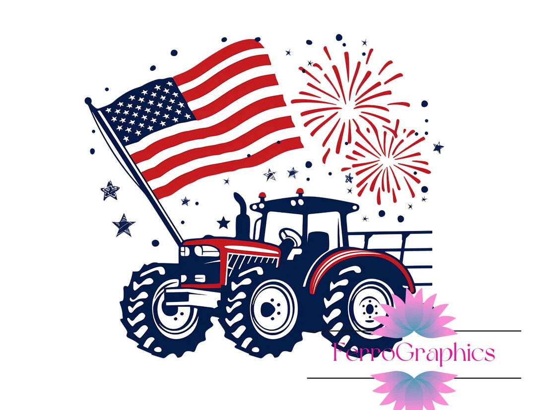 Patriotic Tractor PNG Clipart | American Flag, 4th of July Fireworks ...