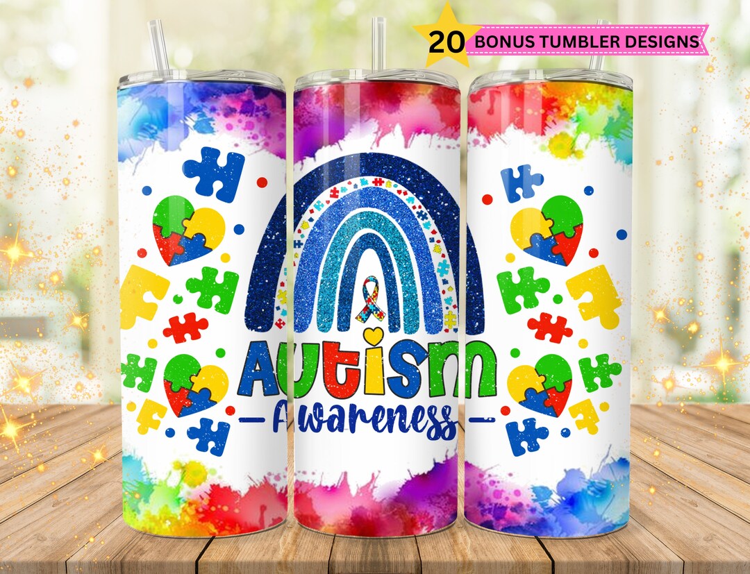Autism Awareness 20oz Tumbler Design, 3D Wrap (digital Download) - Etsy