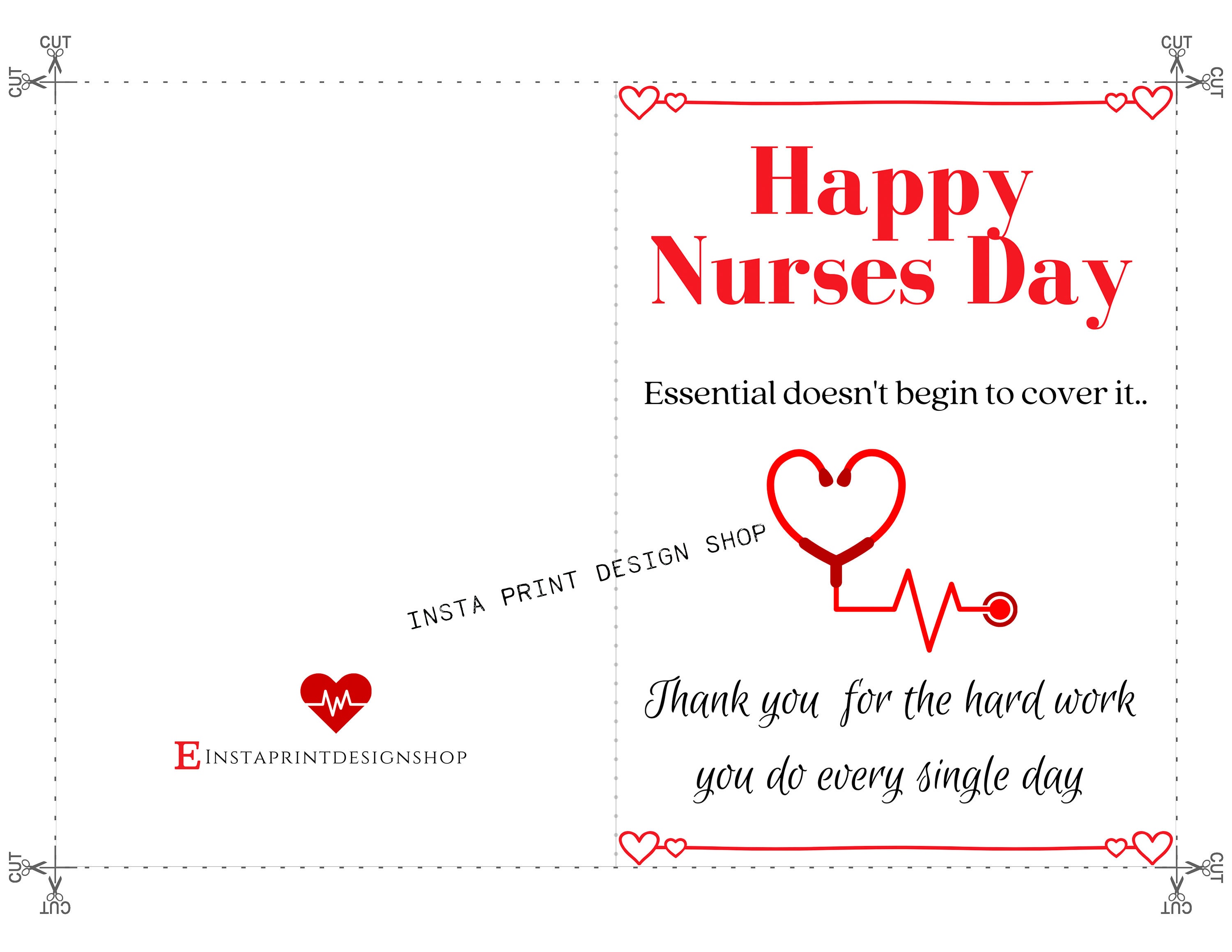 Printable Happy Nurses Day Greeting Card, National Nurses Week Blank ...