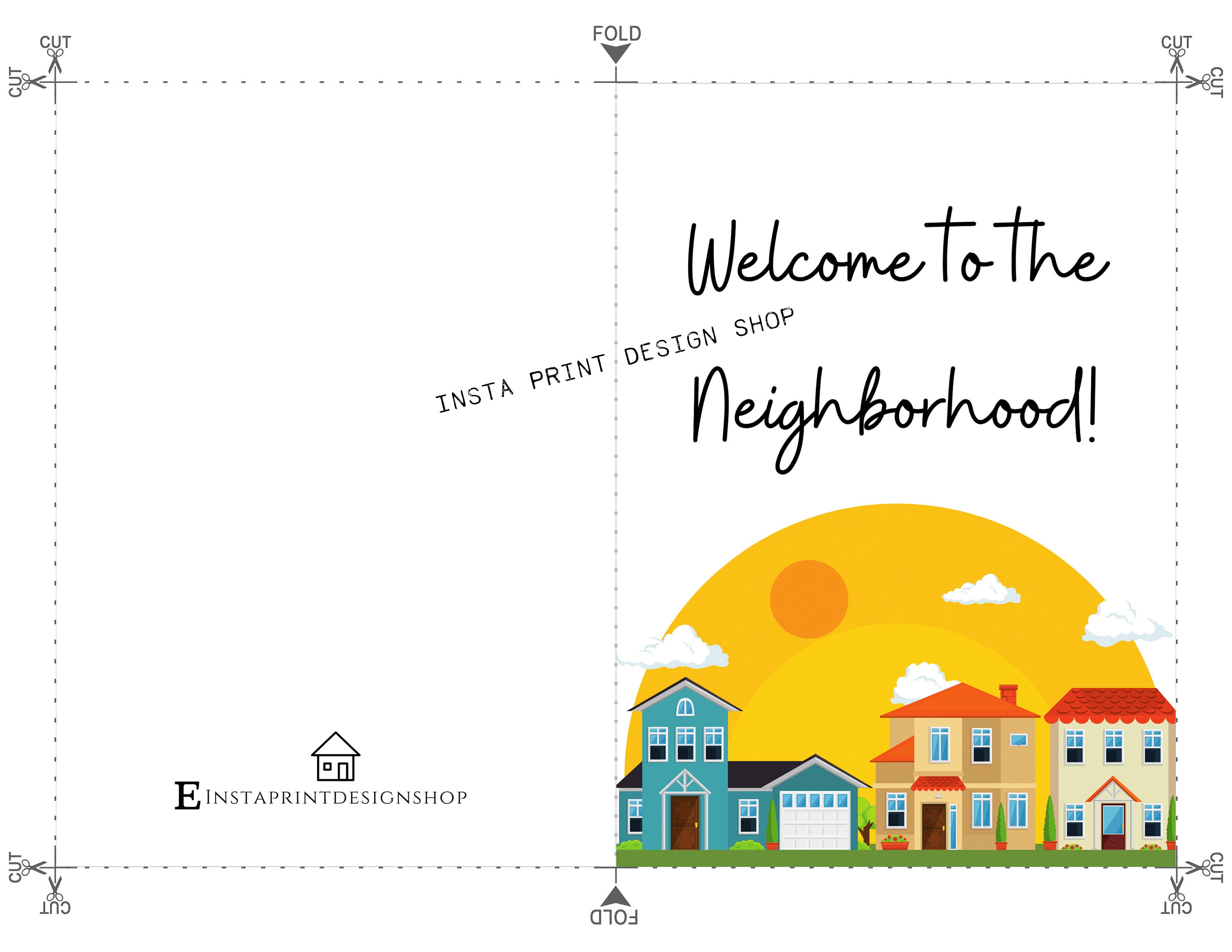 Printable New Neighbor Greeting Card, Welcome to the Neighborhood Blank ...