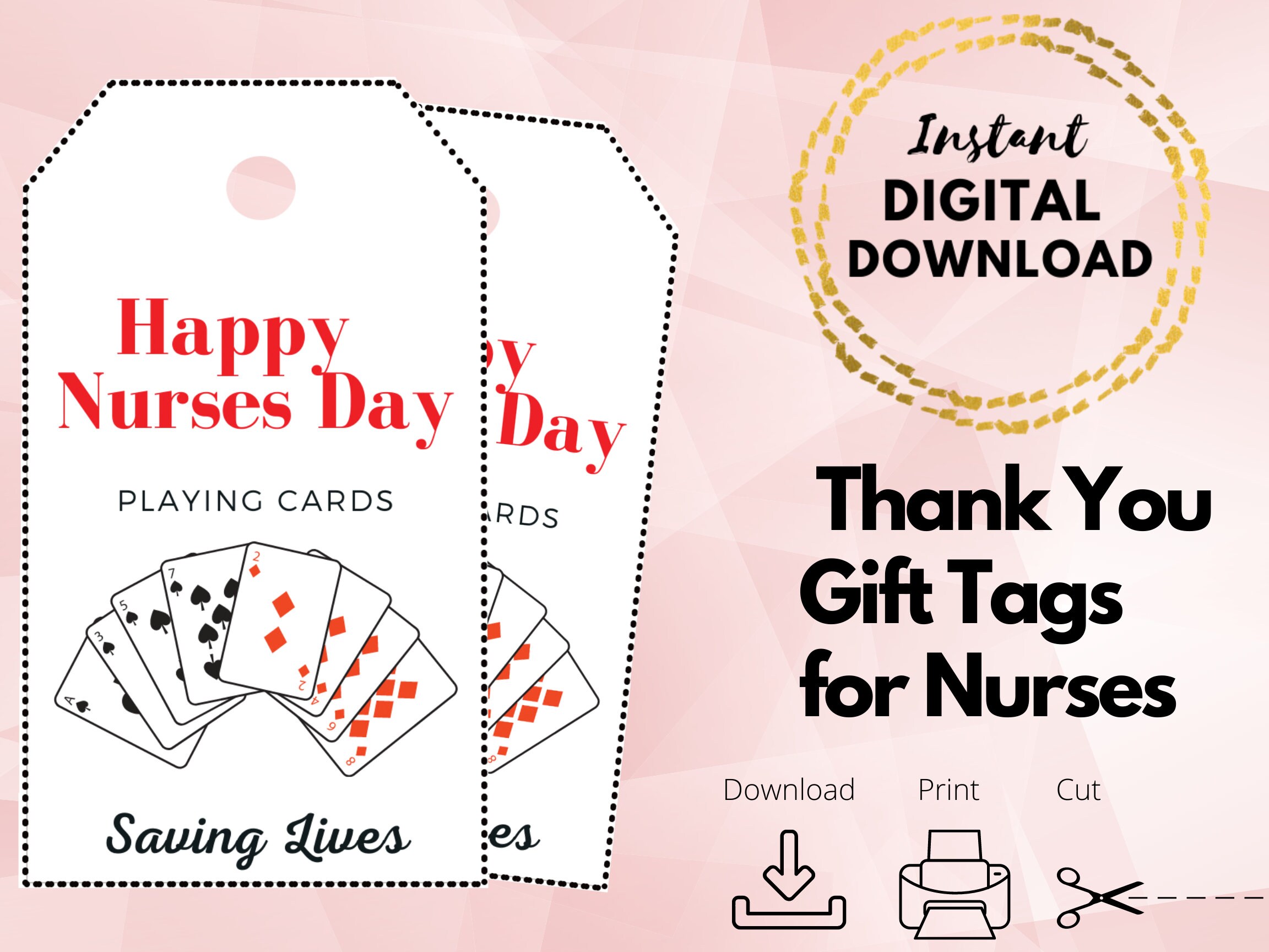 Printable Happy Nurses Day Playing Cards Saving Lives Gift | Etsy