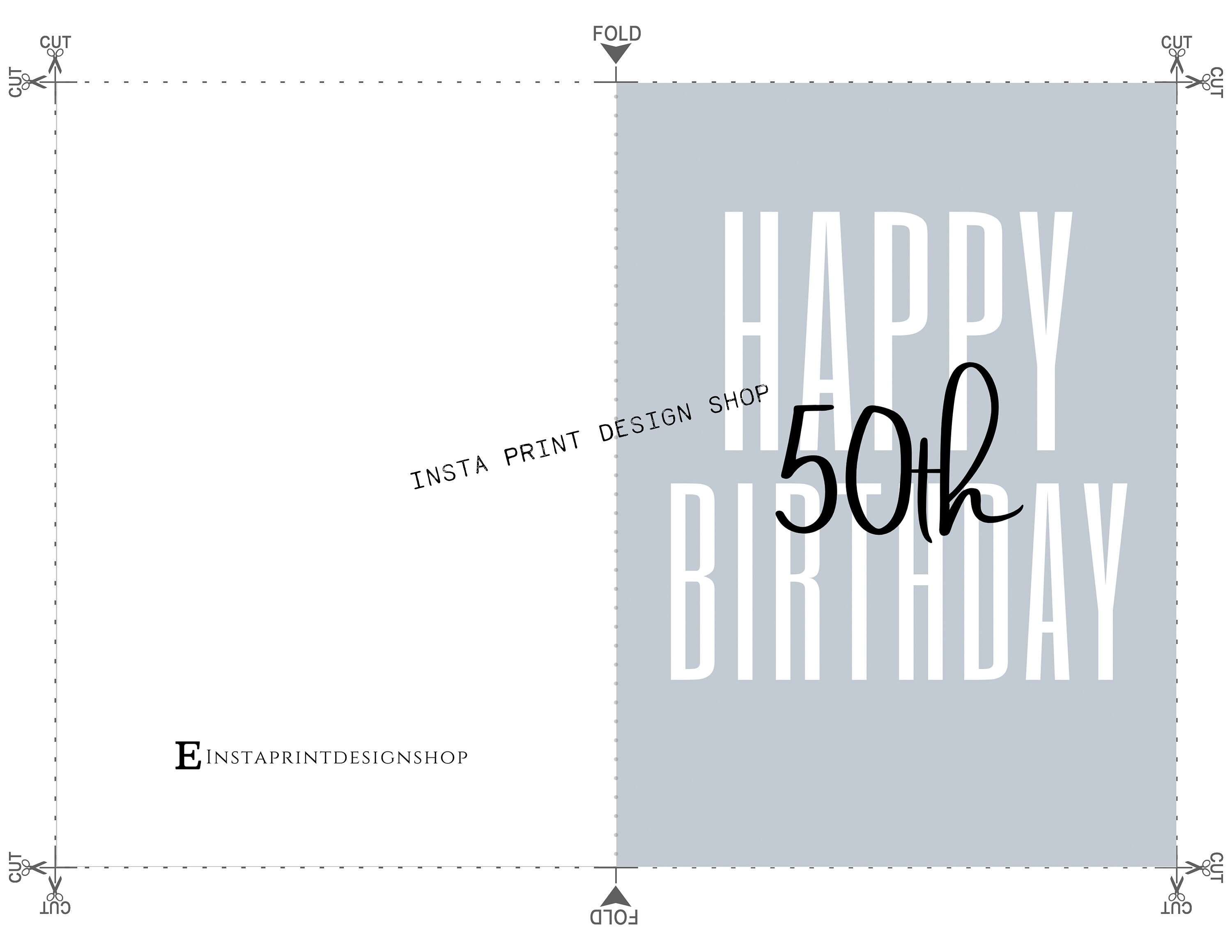 Printable Happy 50th Birthday Card, Minimal Birthday Card Blank 5x7 ...