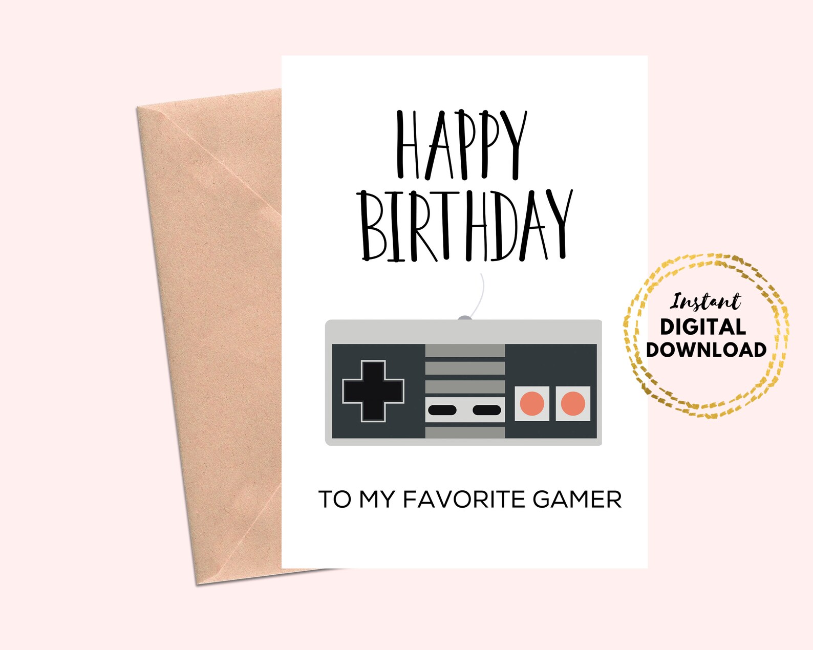 Printable Happy Birthday Gamer Birthday Card, 5x7 Blank Birthday Card ...
