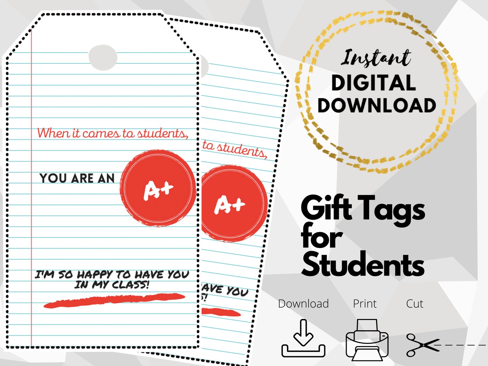 Printable When It Comes to Students, You Are an A+ Gift Tag, From ...
