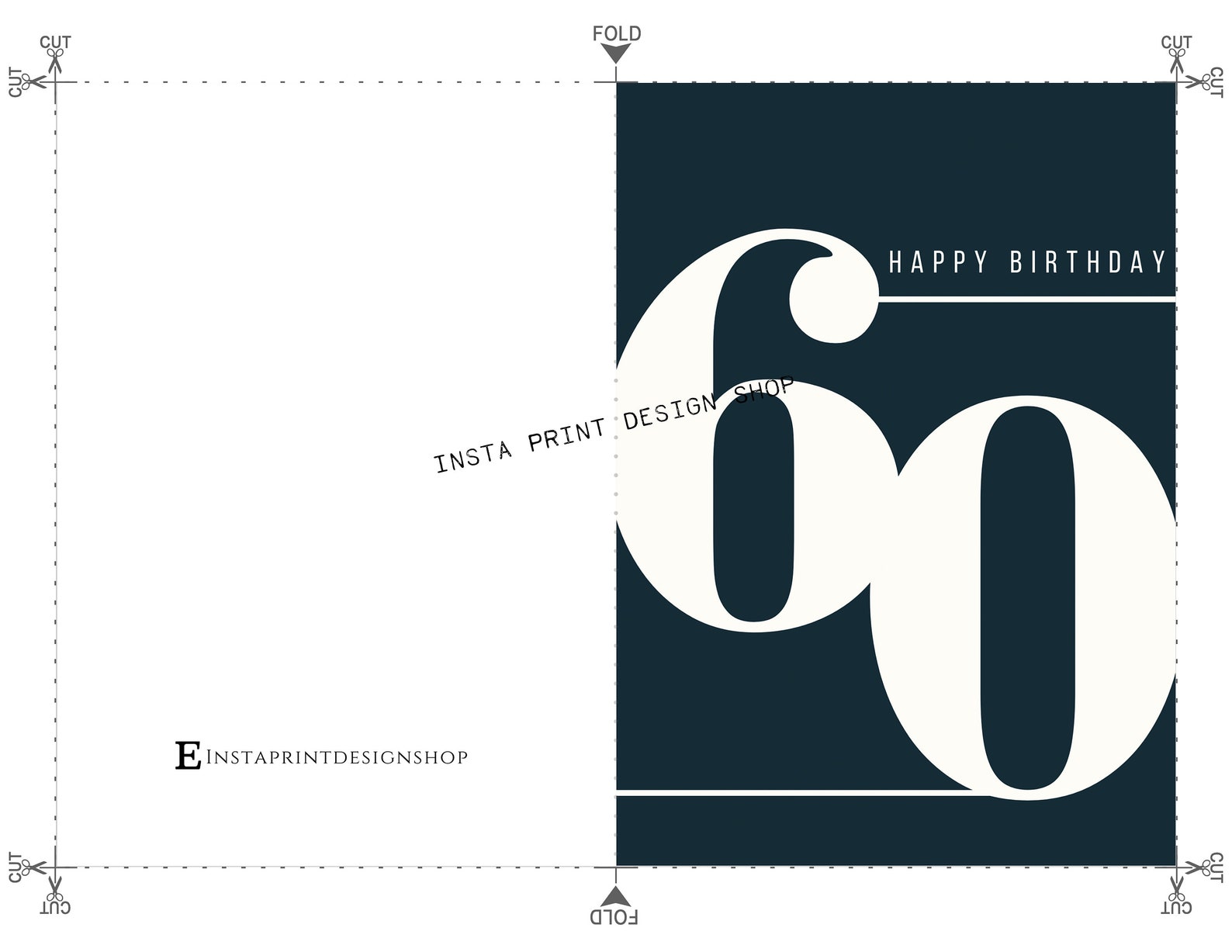 Printable Happy 60th Birthday Card, Minimal Birthday Card 60th Blank ...