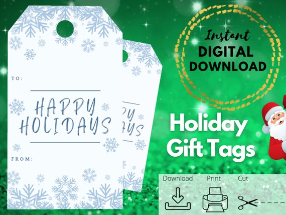 Happy Holidays Printable Gift Tags DIY to From Tags Christmas | Etsy