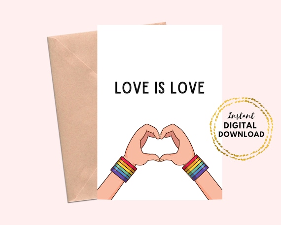 Printable LGBTQ Card Love is Love Gay Greeting Card - Etsy