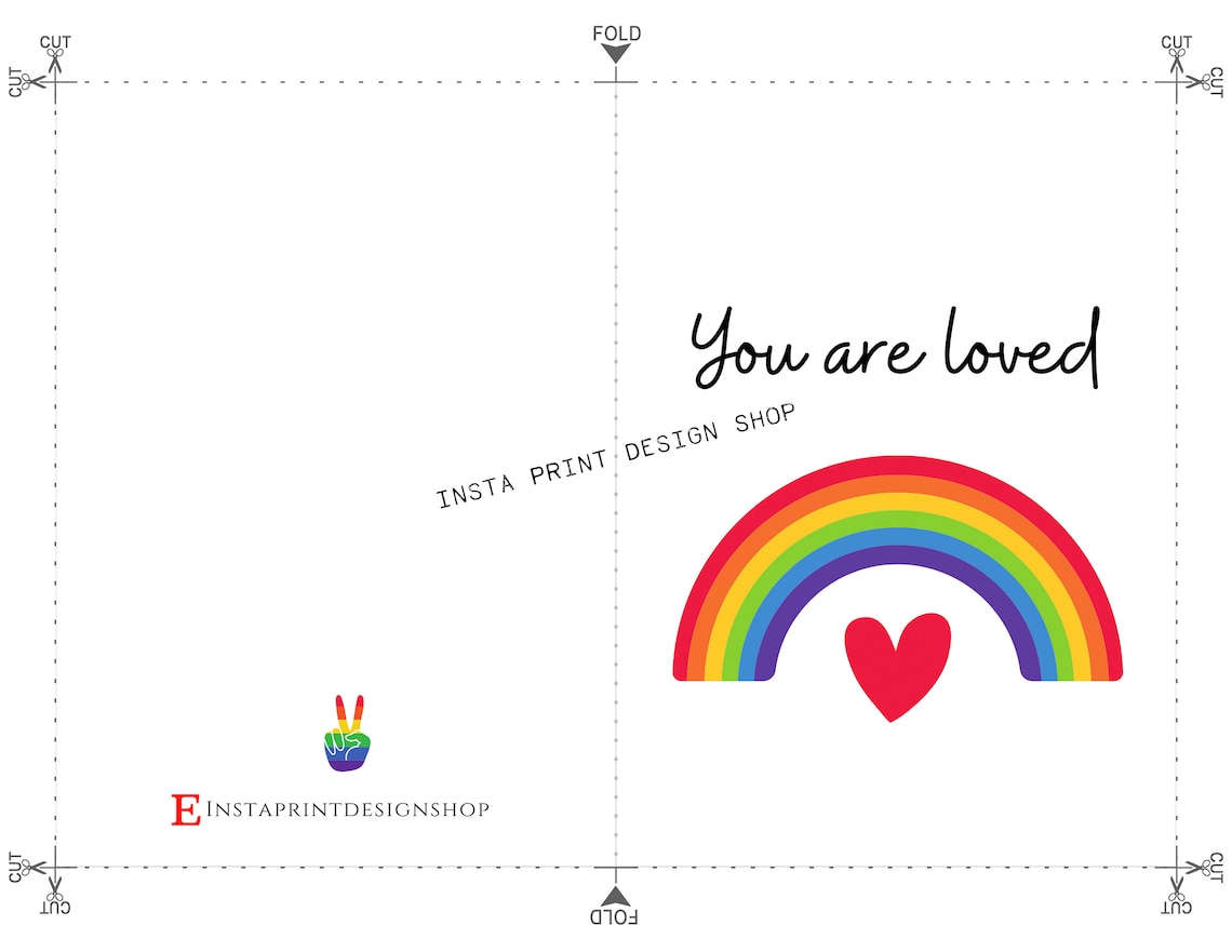 Printable LGBTQ Card, You Are Loved Rainbow Greeting Card - Etsy