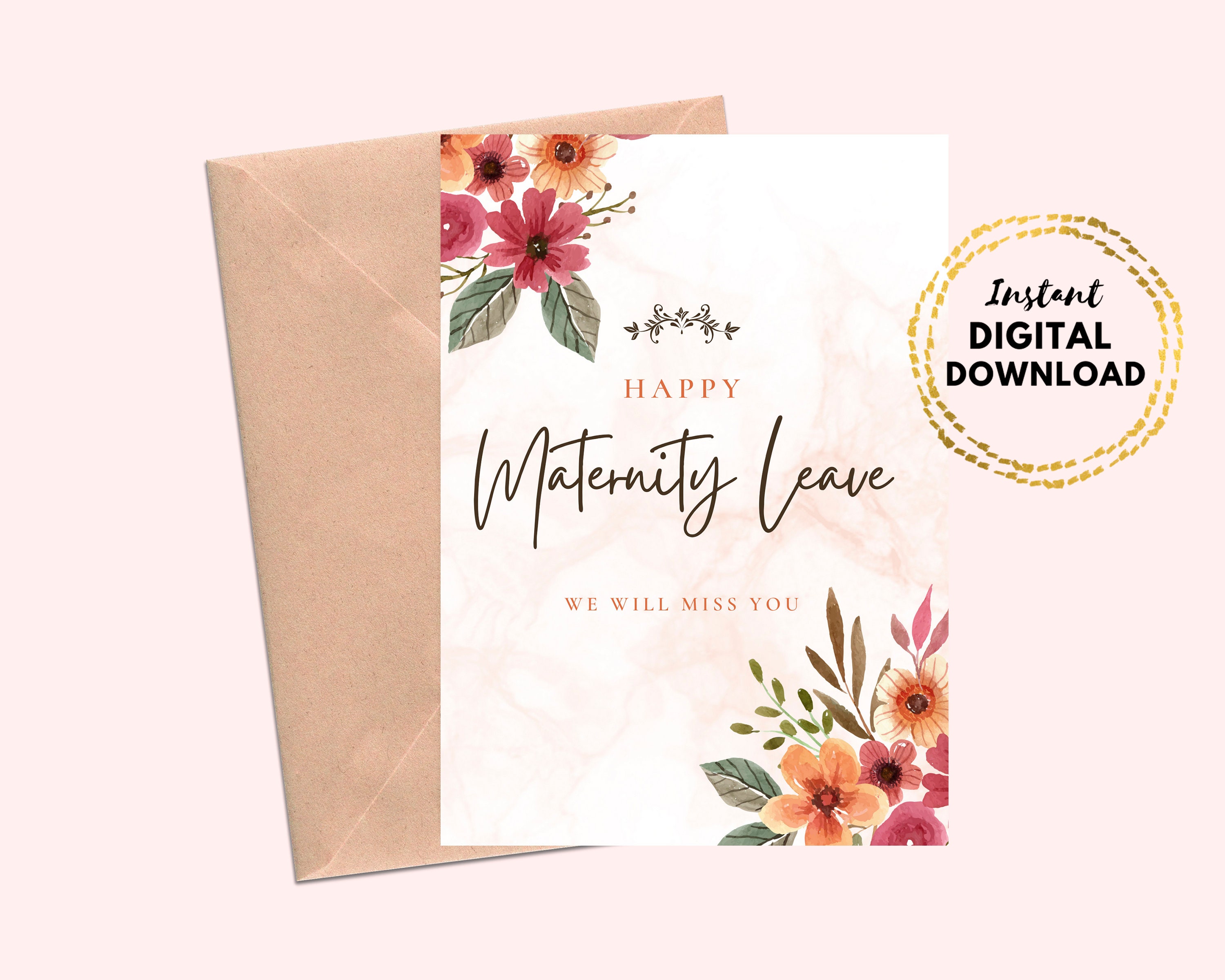 Happy Maternity Leave Printable Card, We Will Miss You, Co Worker ...