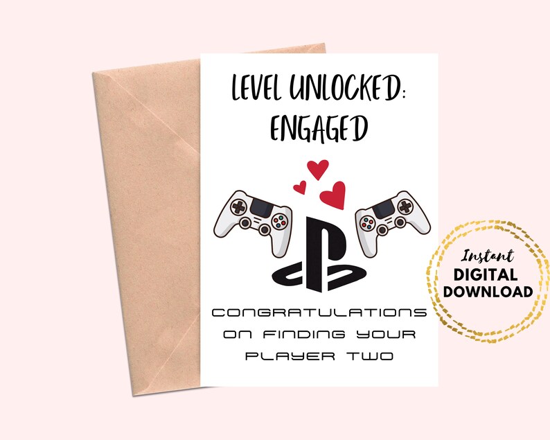 Printable Gamer Happy Engagement Card Blank 5x7 Engagement - Etsy