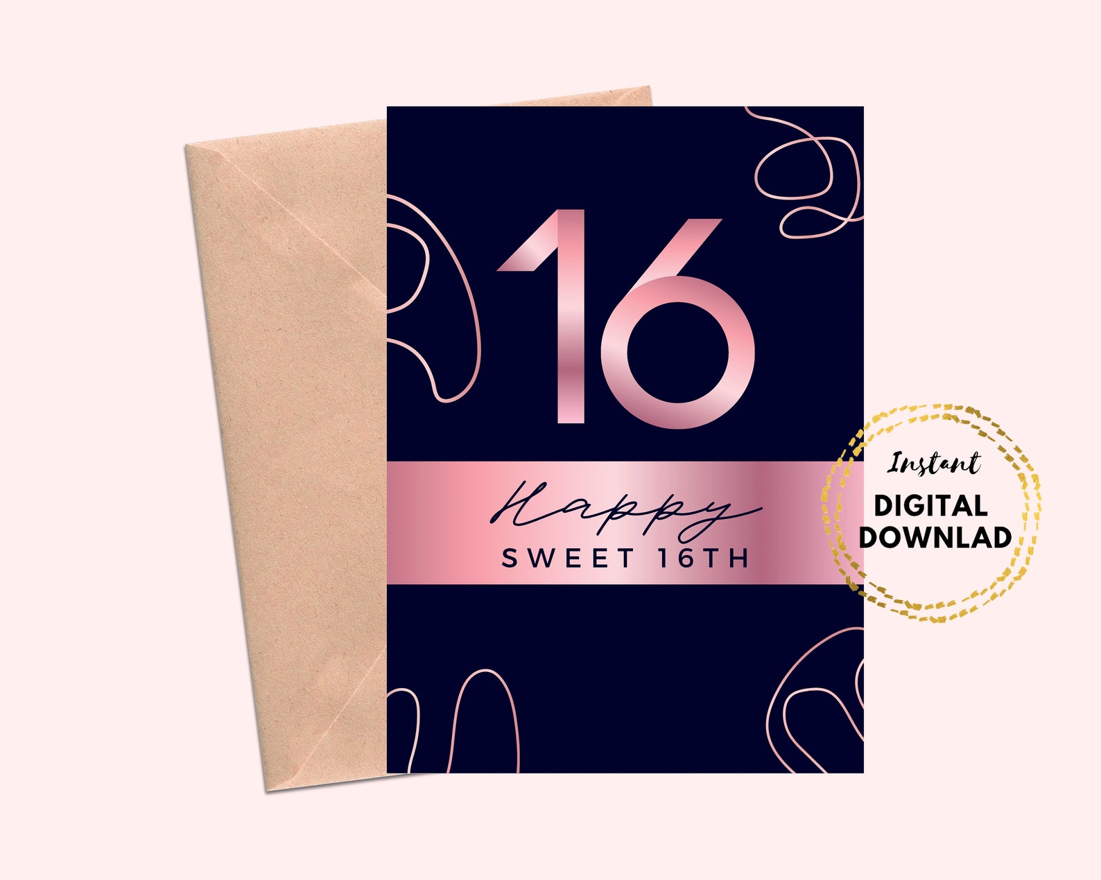 Printable Happy Sweet 16th Birthday Card 5x7 Blank 16th | Etsy
