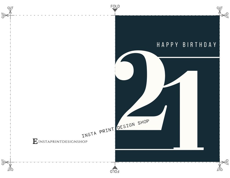 Printable Happy 21st Birthday Card, Minimal Birthday Card 21st Blank ...