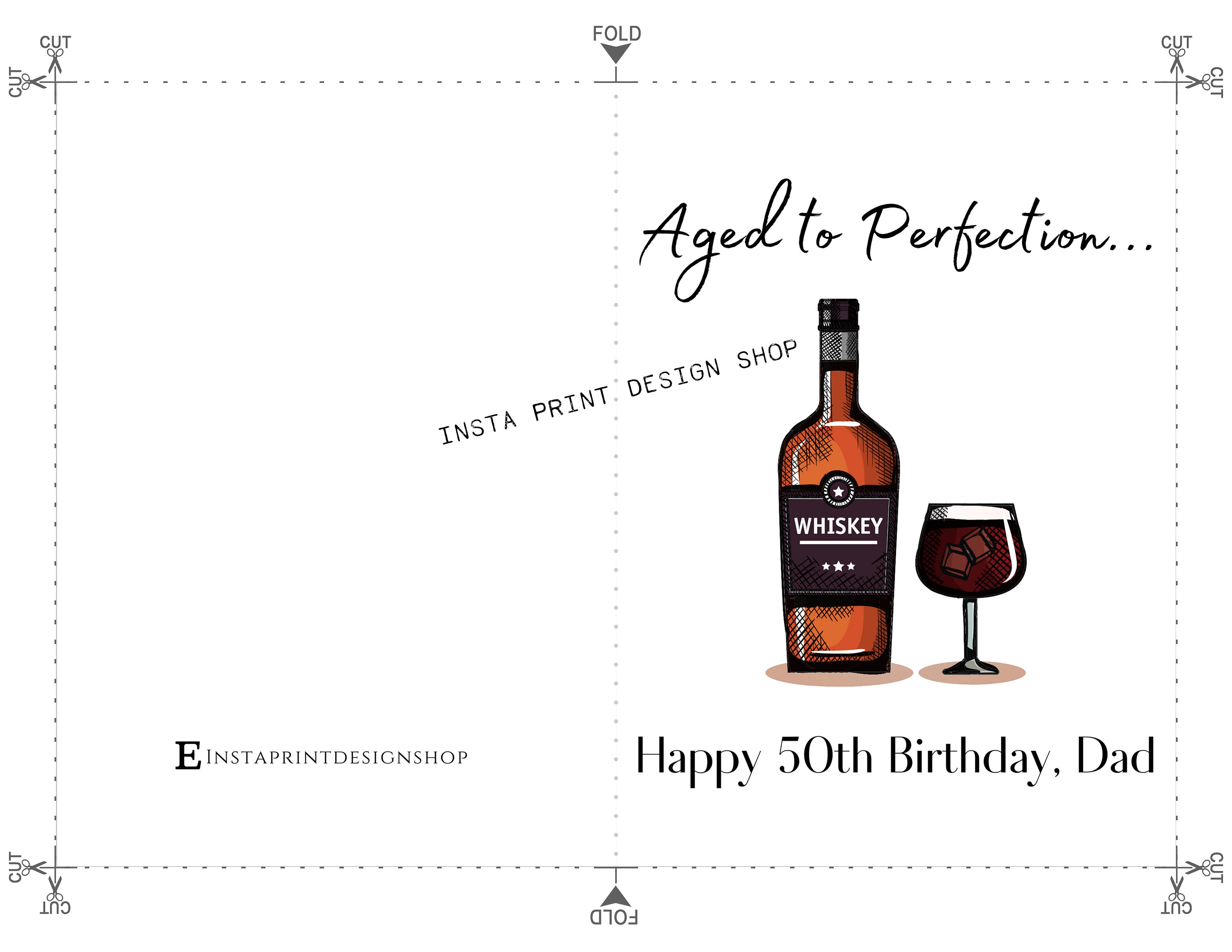 Printable Happy 50th Birthday Dad Greeting Card, Aged to Perfection ...