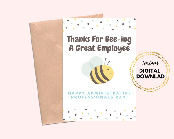 Printable Thank You for Bee-ing a Great Employee Greeting Card - Etsy