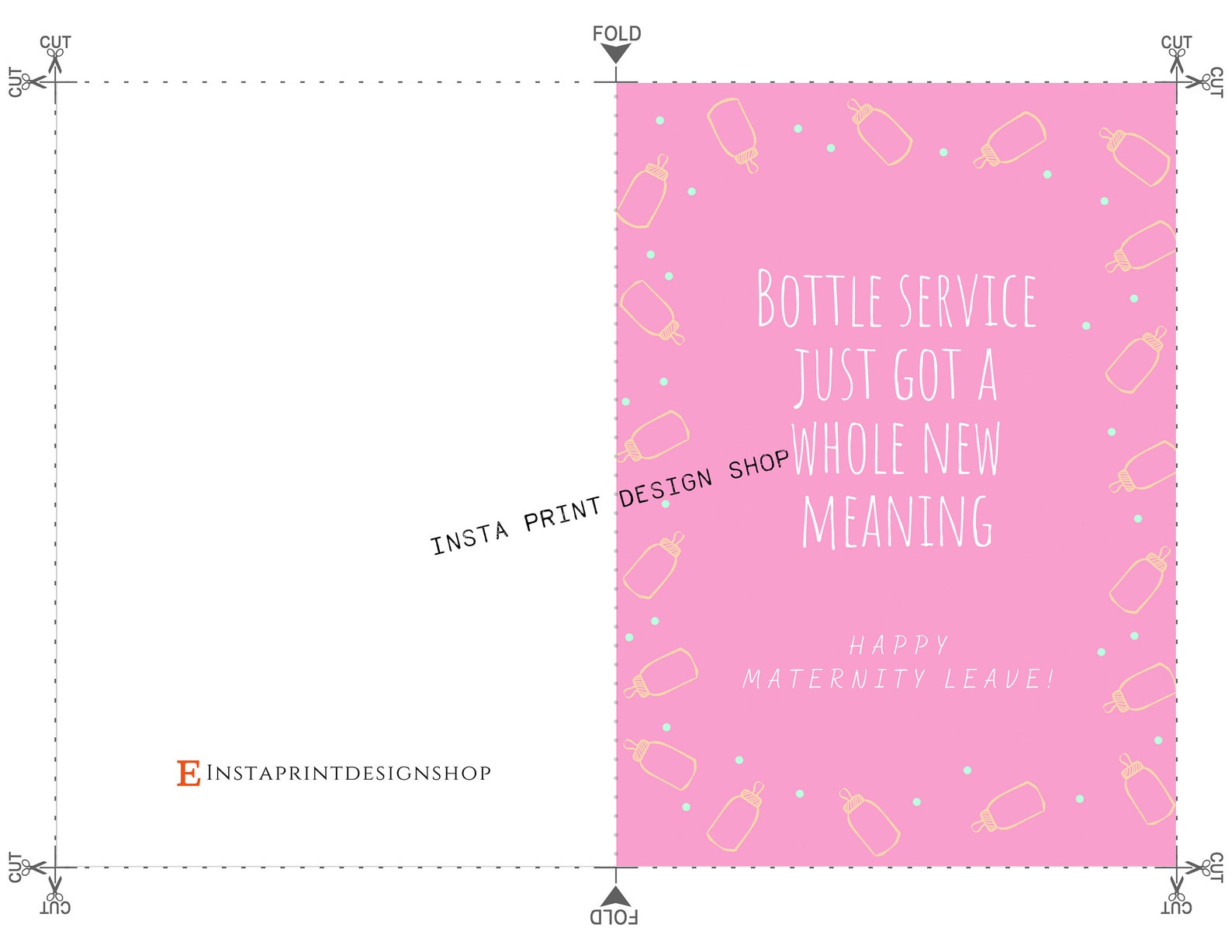 Happy Maternity Leave Printable Card, Pink Motherhood New Mom Bottle ...