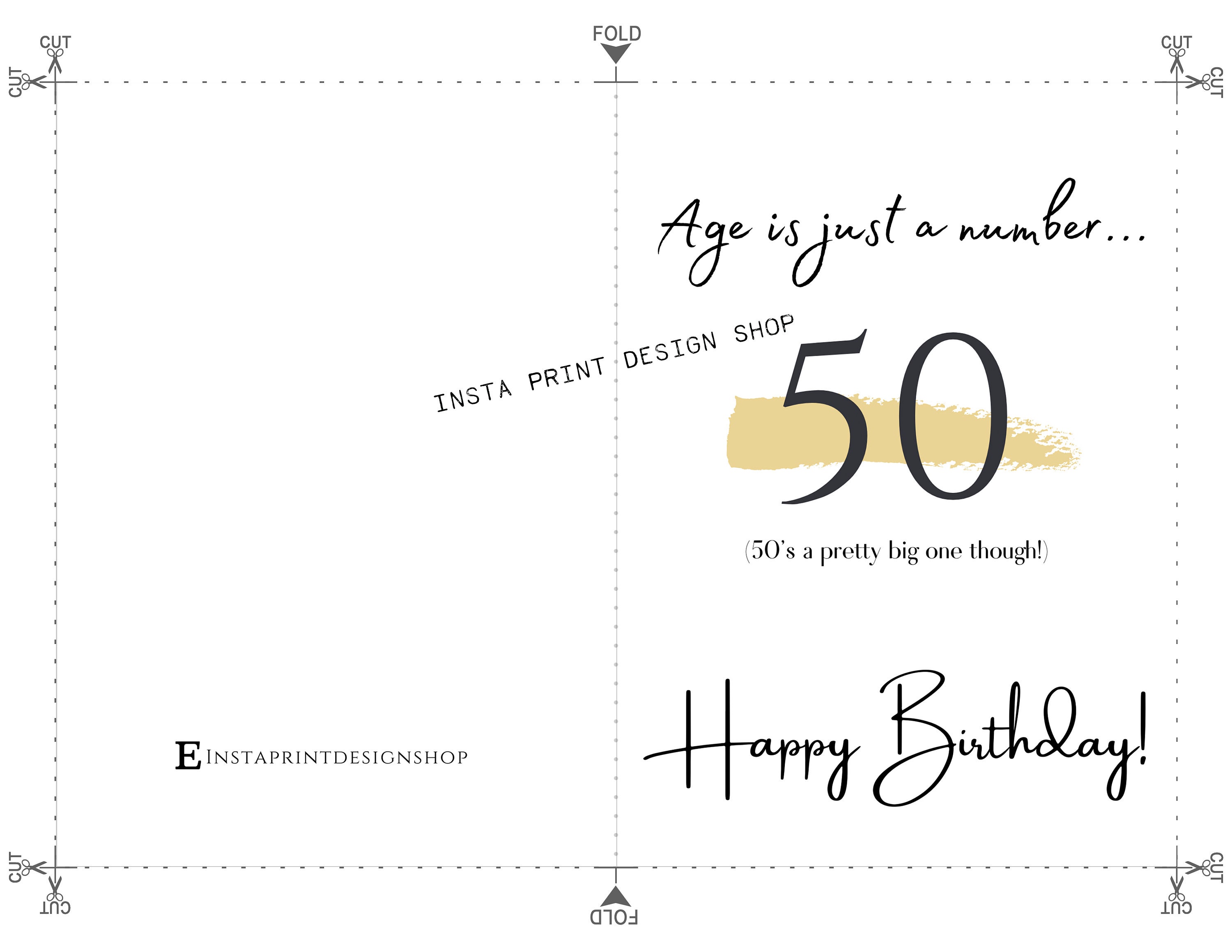 Printable Happy 50th Birthday Card Age Is Just A Number Funny Etsy
