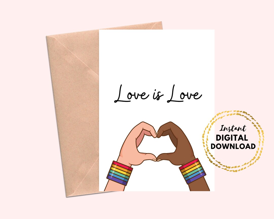 Printable LGBTQ Card, Love is Love Gay Greeting Card - Etsy