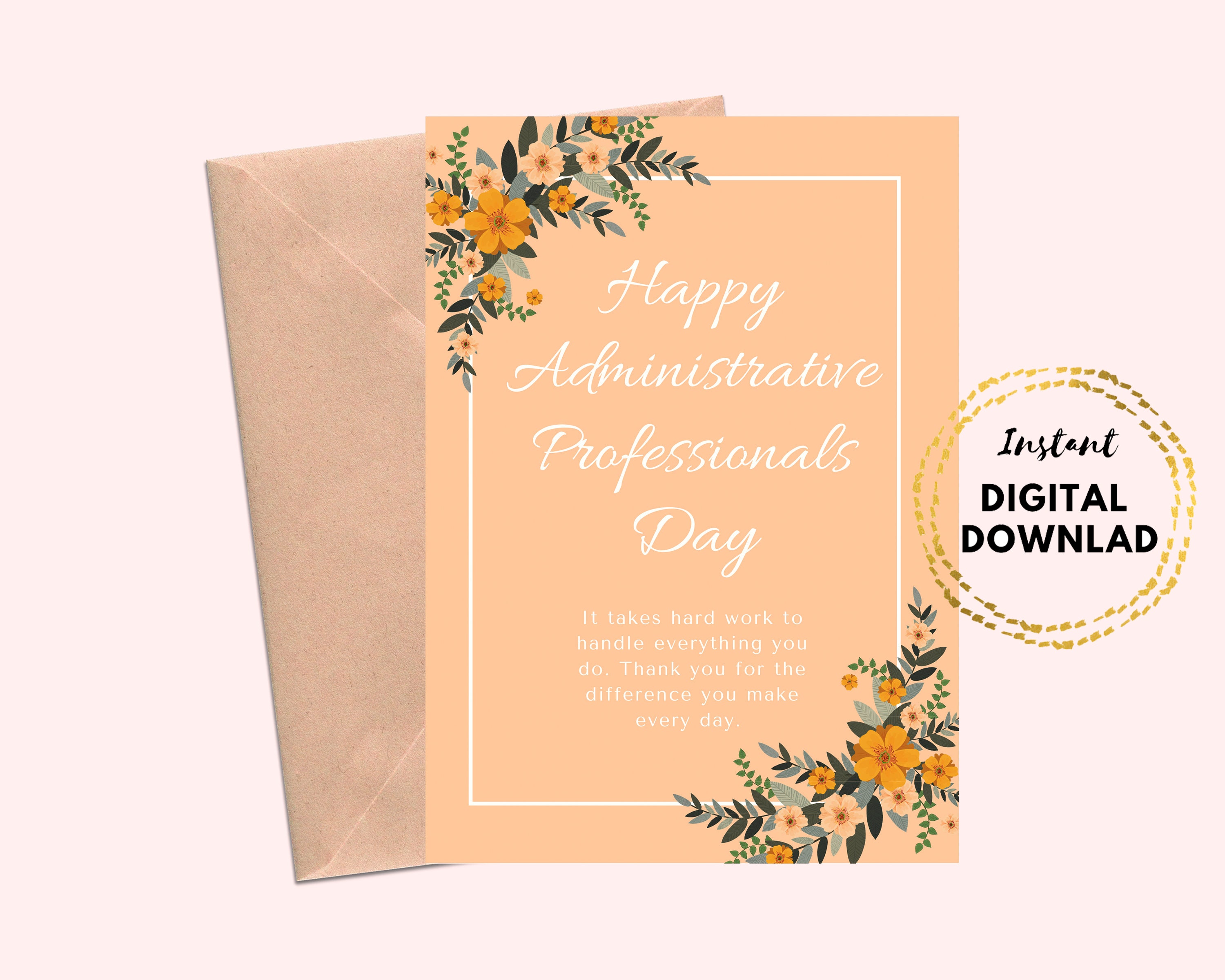 Printable Happy Administrative Professionals Day Greeting Card, Thank ...