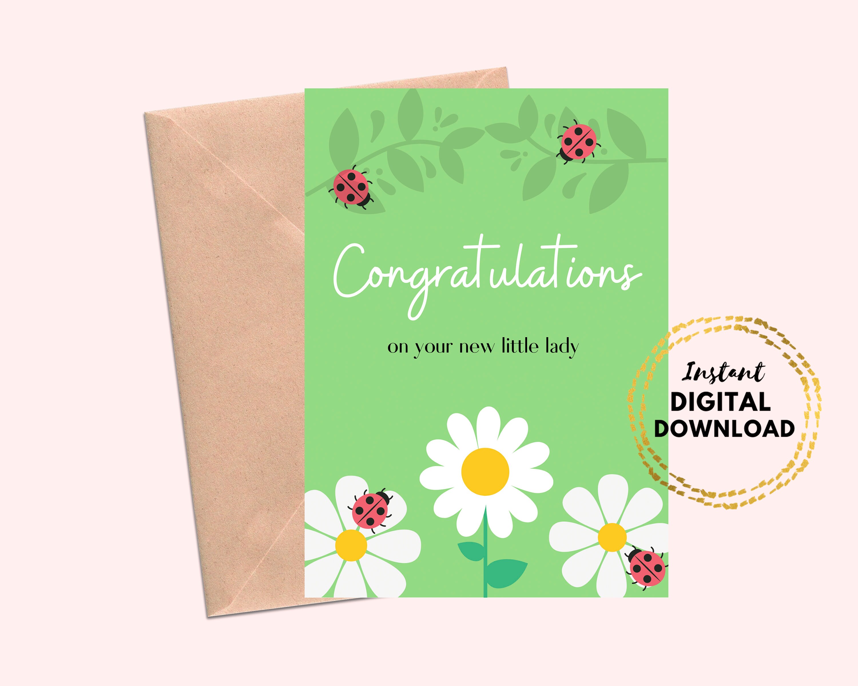 Printable Baby Congratulations Greeting Card, New Baby Motherhood New ...