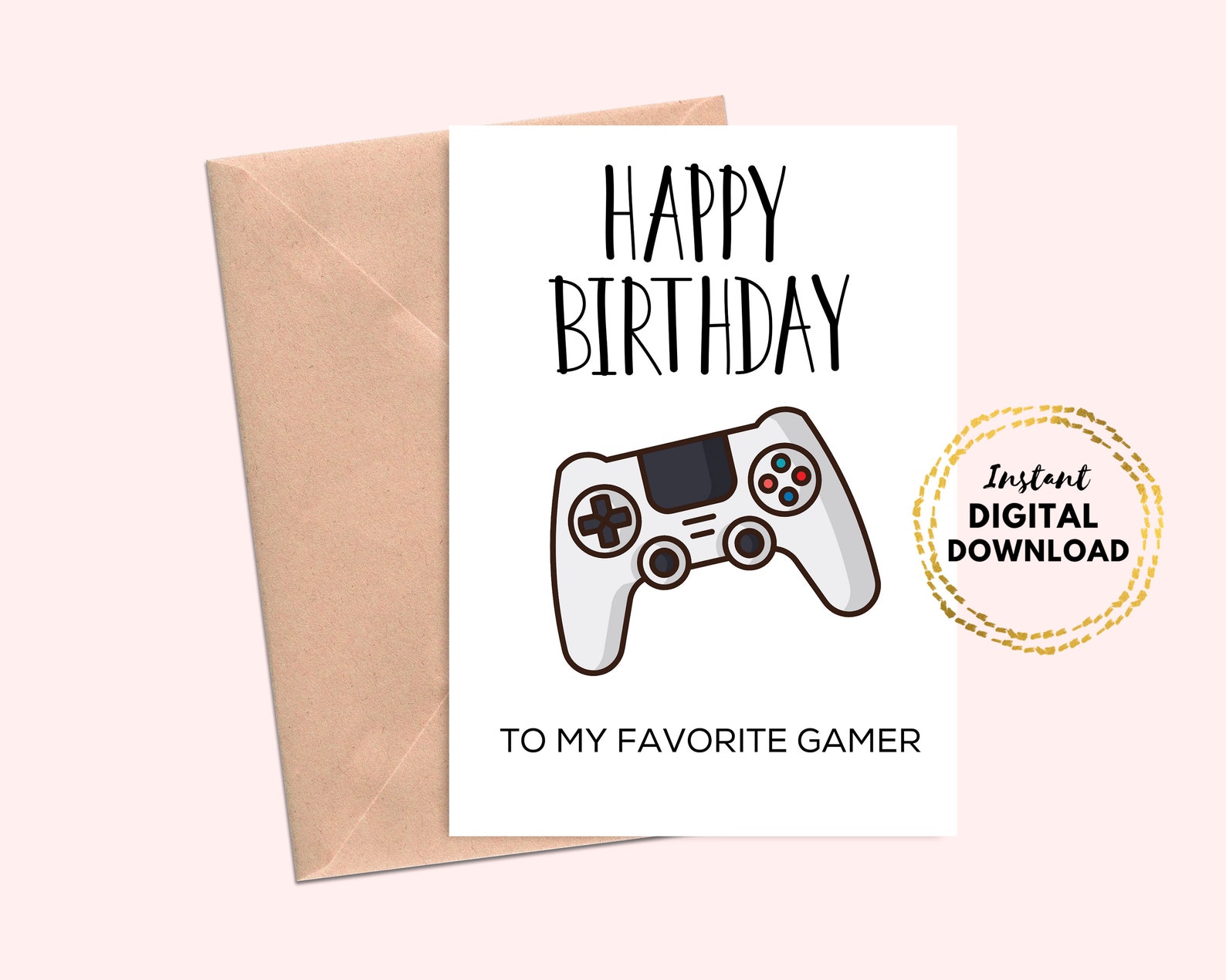 Printable Happy Birthday Gamer Birthday Card, 5x7 Blank Birthday Card ...