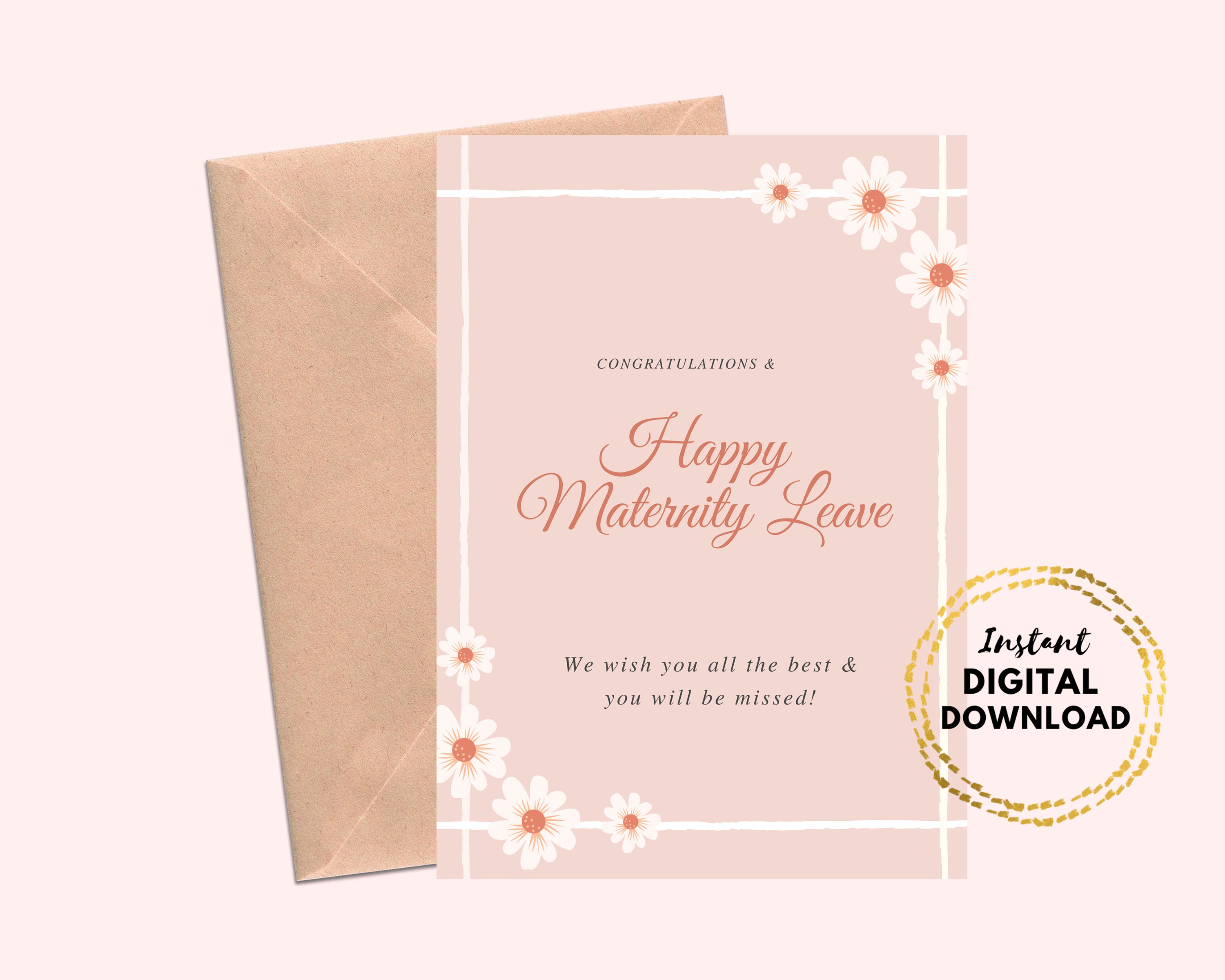 Happy Maternity Leave Printable Card, Maternity Leave Card for Co ...