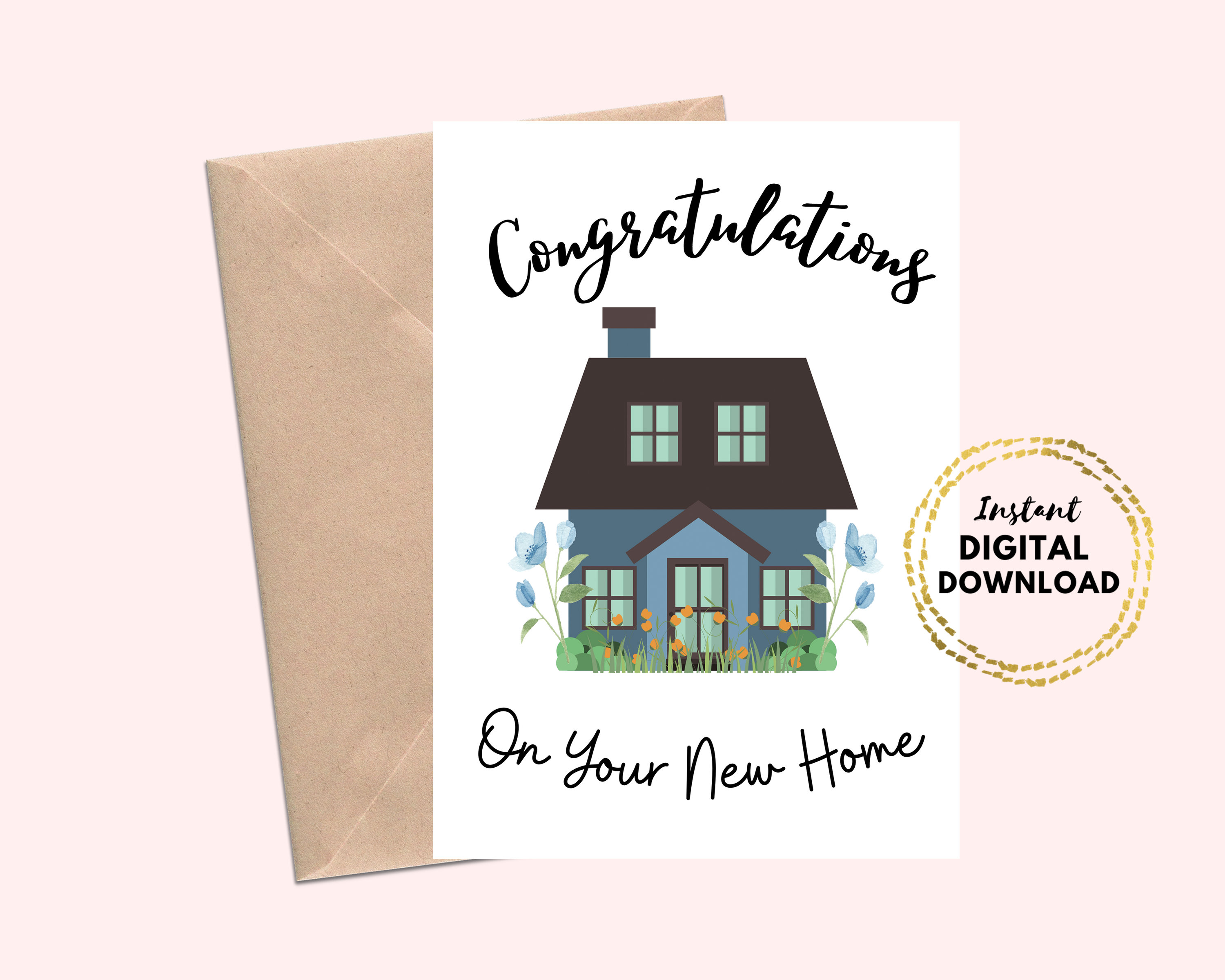 Printable Congratulations on Your New Home Greeting Card, New House ...