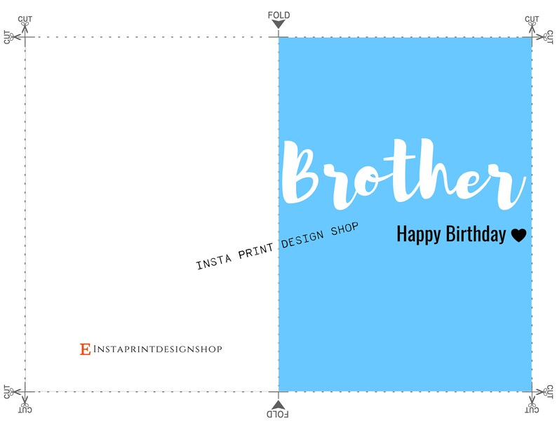 Happy Birthday Brother Printable Greeting Card, Blue Birthday Card for ...