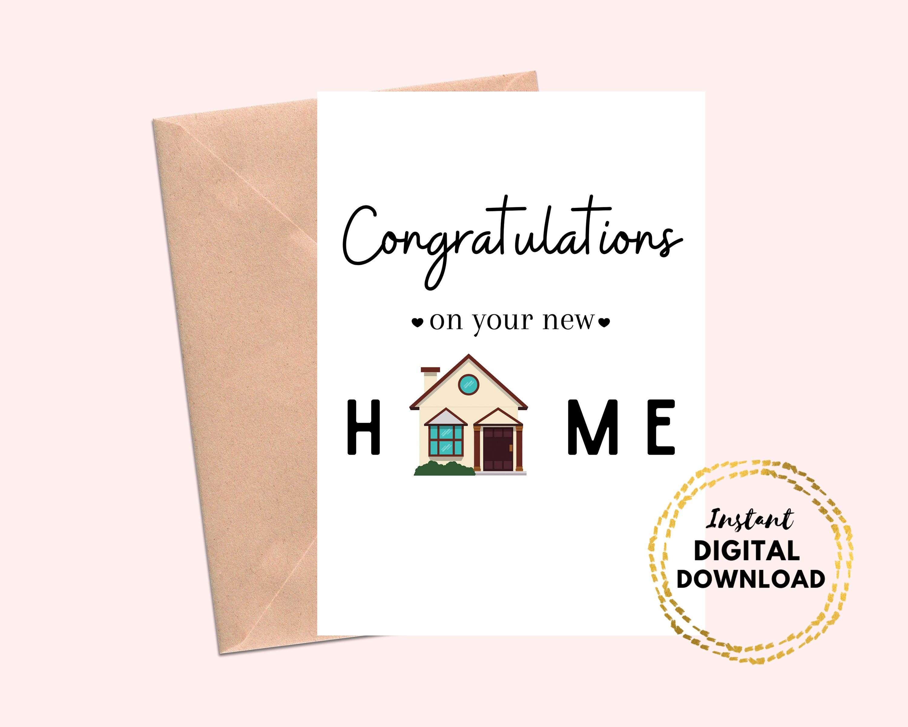 Printable Congratulations on Your New Home Greeting Card, New House ...