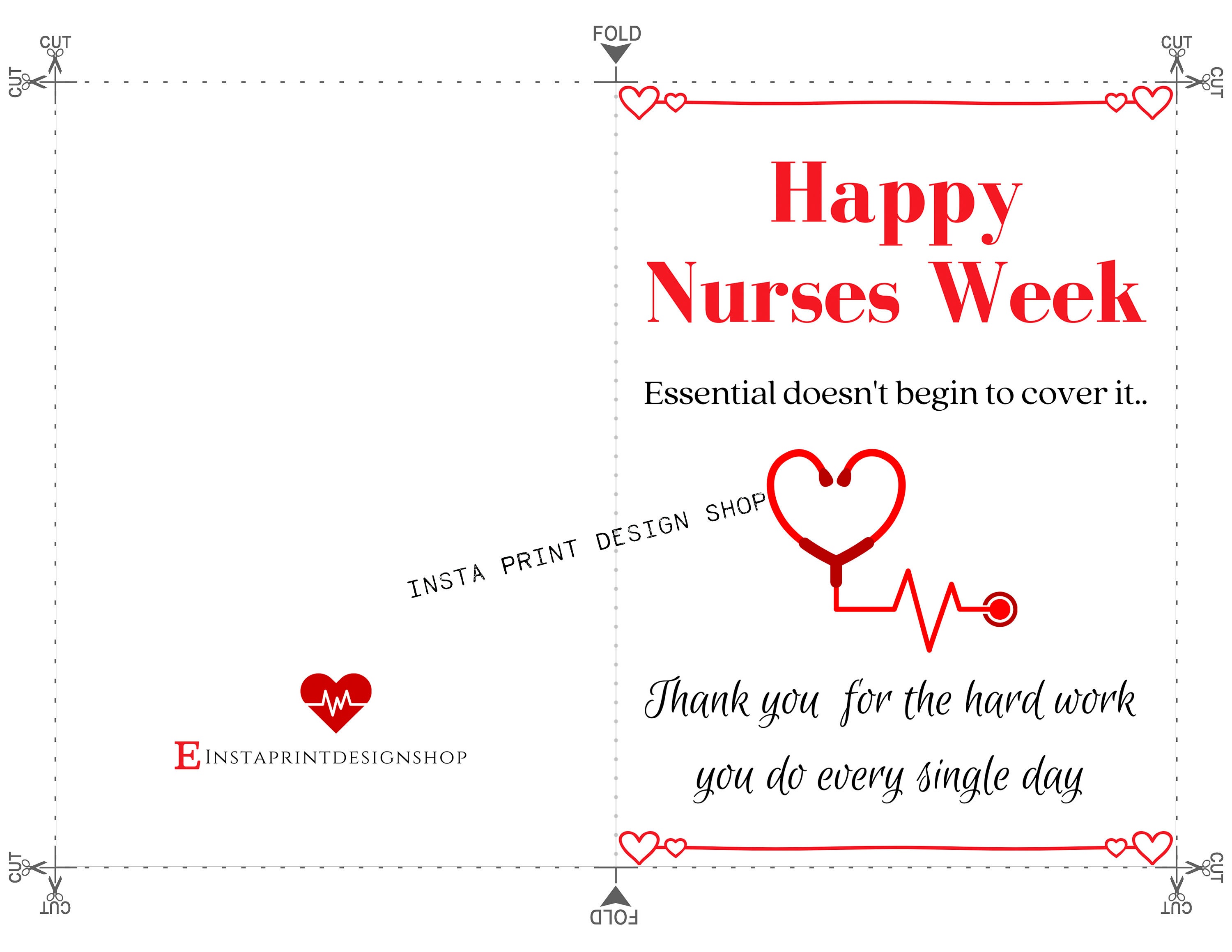 Printable Happy Nurses Week Greeting Card, National Nurses Week Blank ...