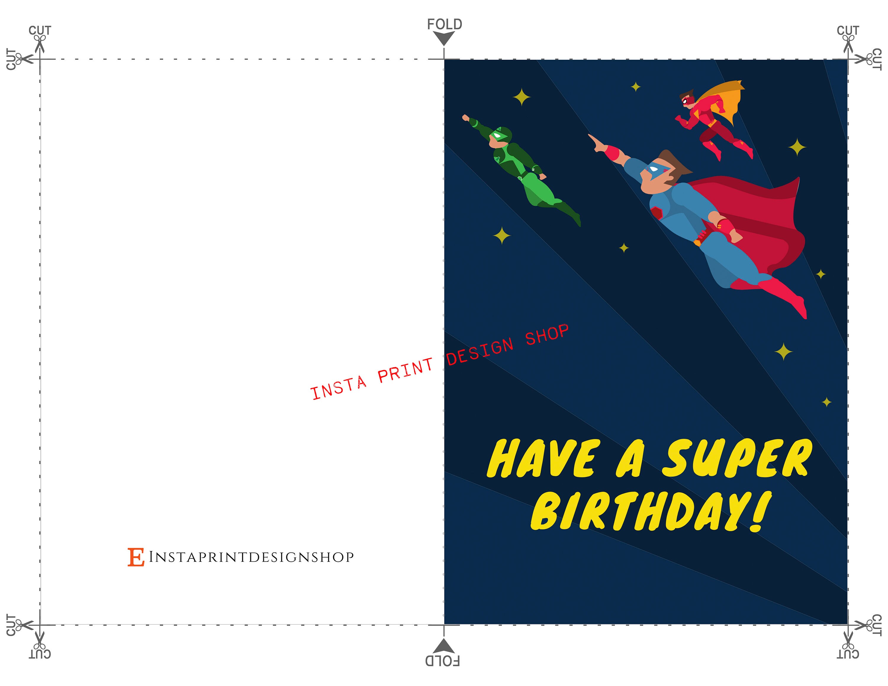 Have A Super Birthday Printable Card, Super Hero Birthday Card Blue 5x7 ...