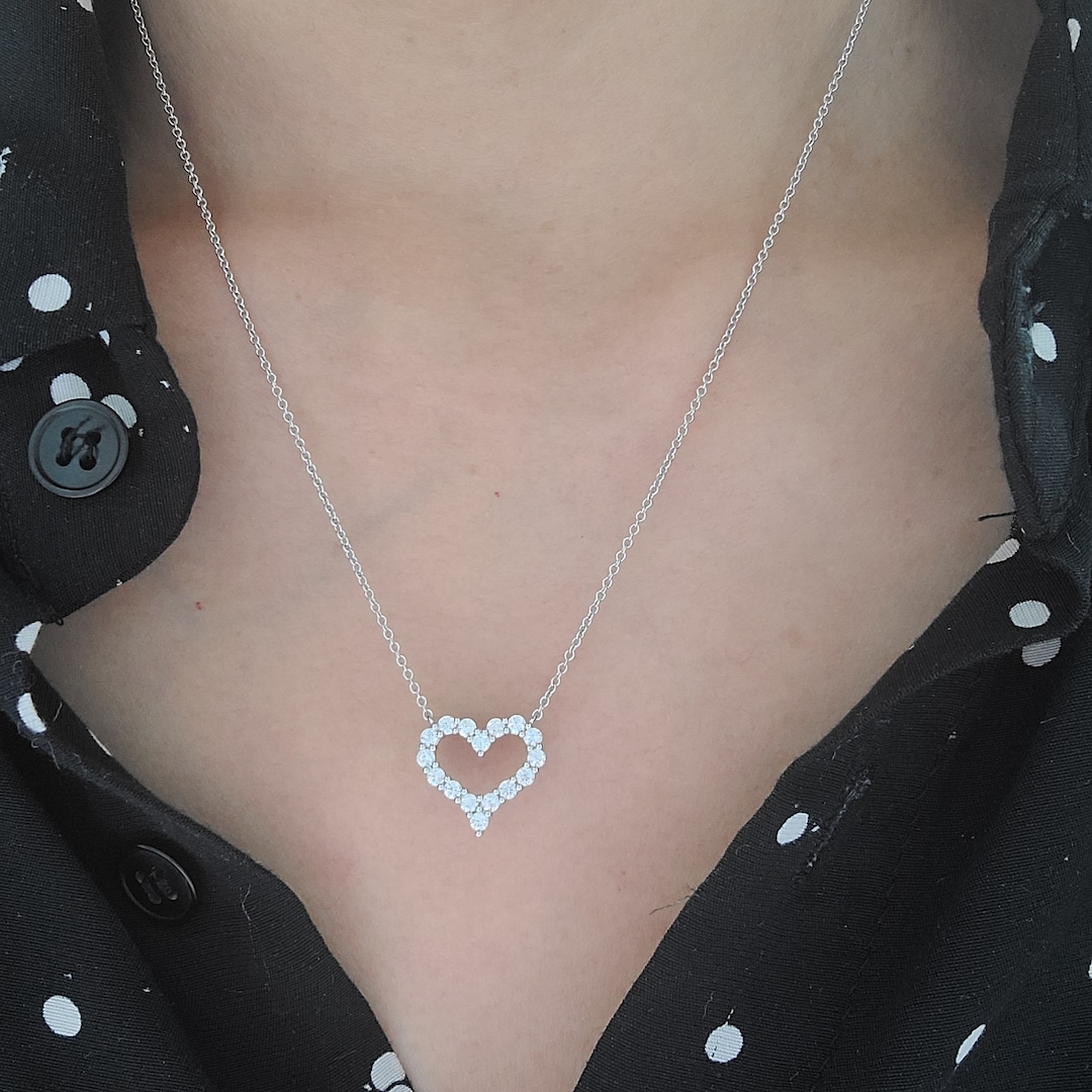 Classic Open Heart Shape 0.6ctw Moissanite Sterling Silver 925 Pendant ...
