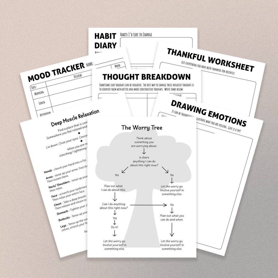 Anxiety Relief Self Care Planner Pdf Printable Self Care Journal Sheets ...