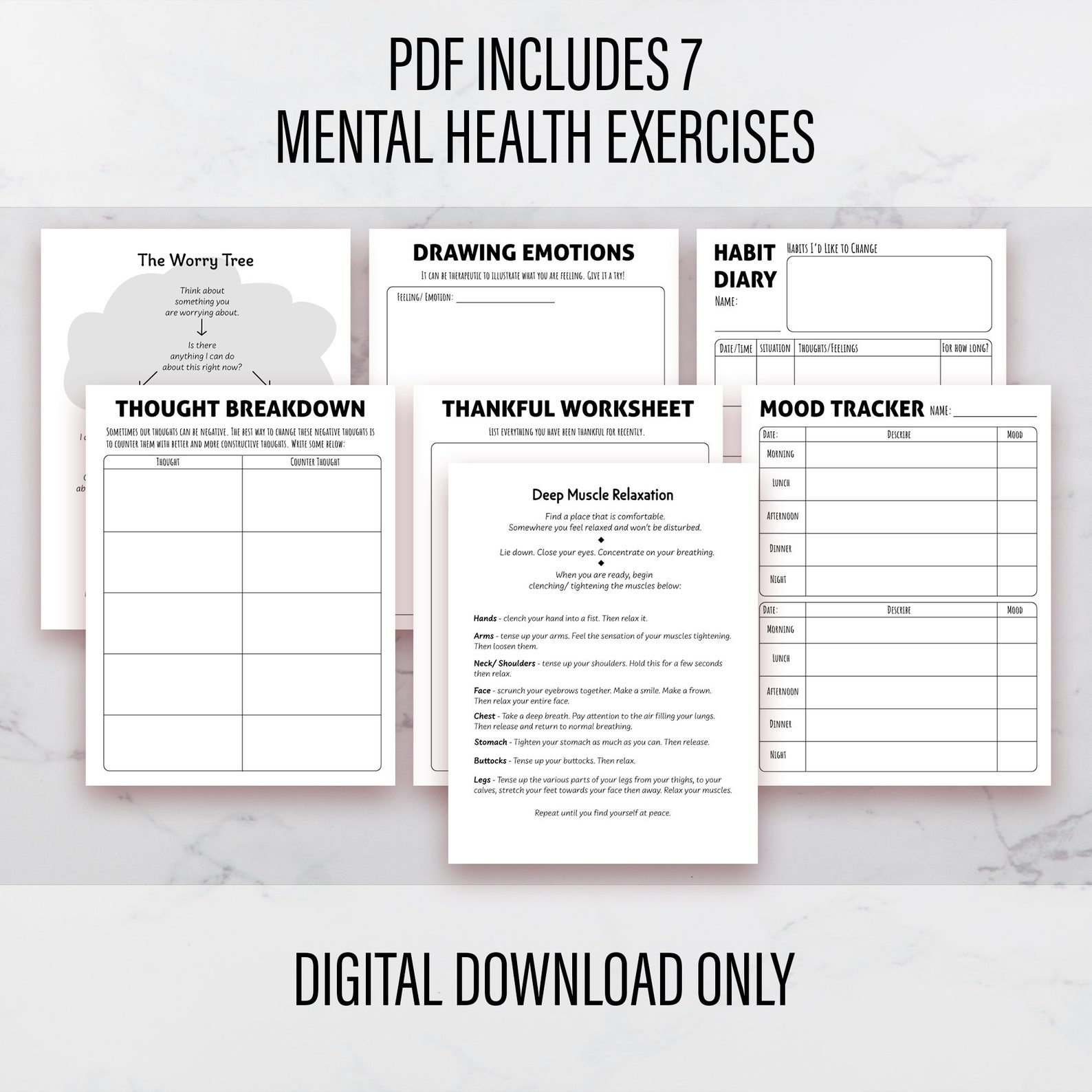 Anxiety Relief Self Care Planner Pdf Printable Self Care Journal Sheets ...