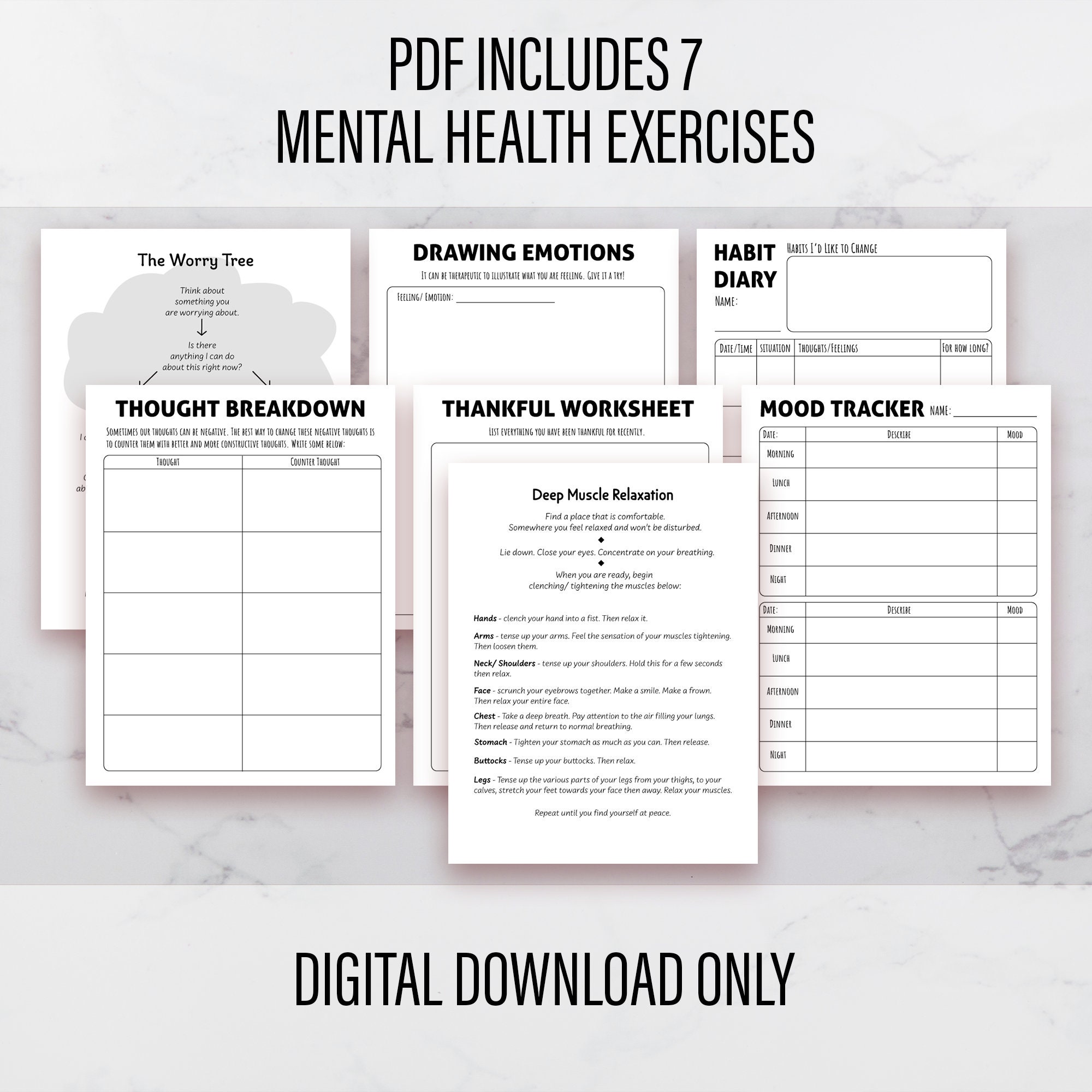 Anxiety Relief Self Care Planner Pdf Printable Self Care Journal Sheets ...