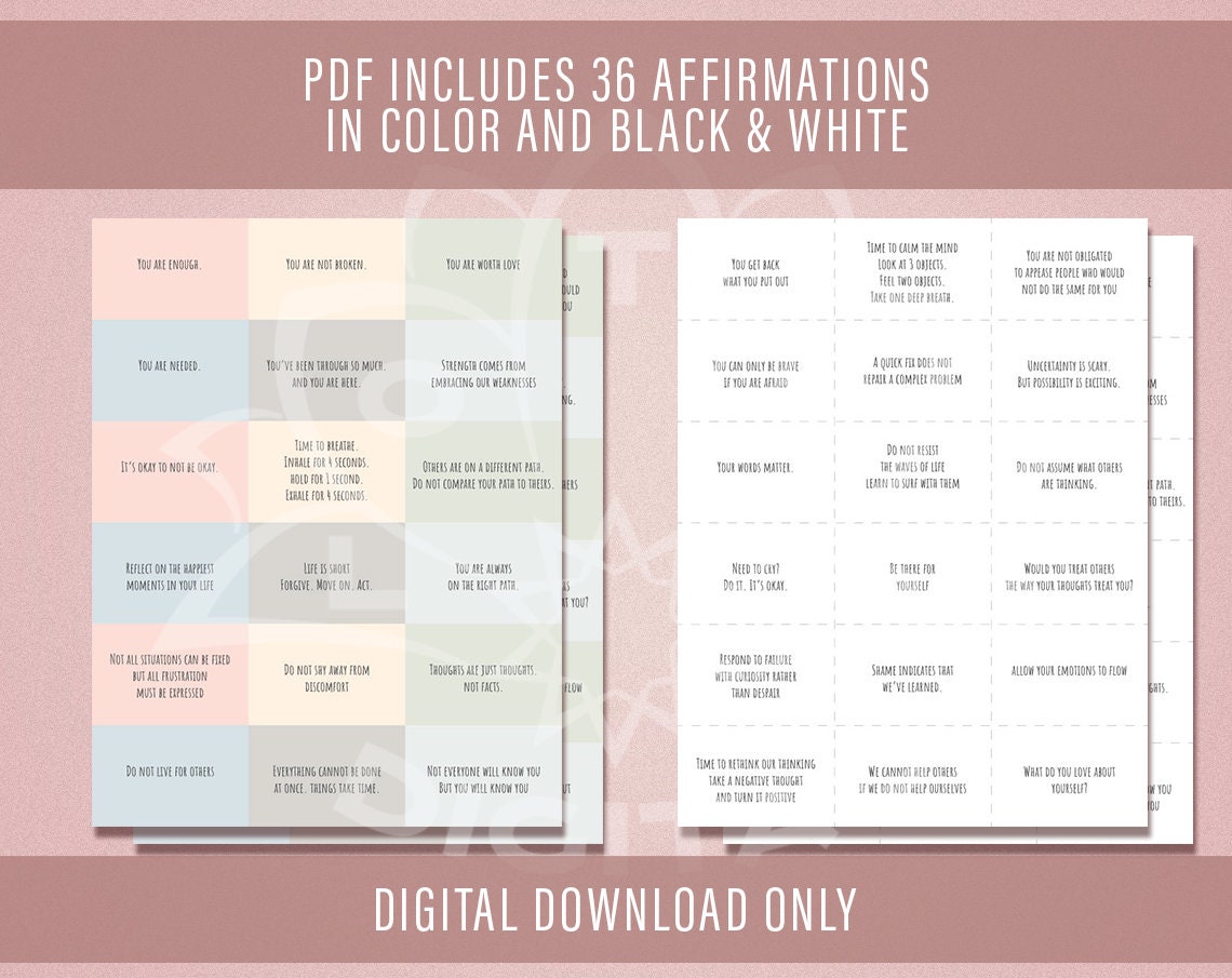 Affirmation Cards Self Care Kit Mental Health Self Care Therapist Gift ...